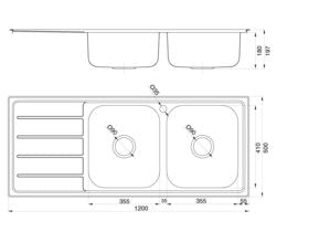 Posh Solus MK3 Double Bowl Inset Sink, 1 Taphole, Right Hand Bowl Stai ...