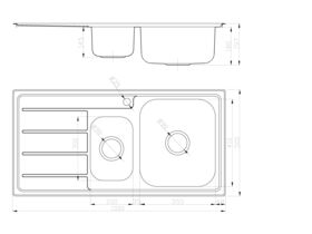 Posh Solus MK3 1 1/3 Bowl Inset Sink, 1 Taphole, Right Hand Bowl Stain ...
